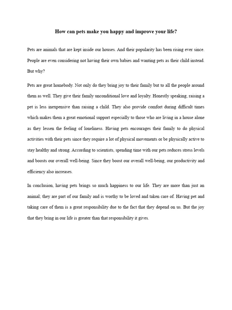 How Can Pets Make You Happy and Improve Your Life? | PDF | Lifestyle