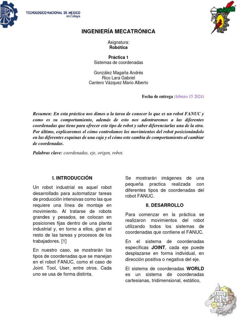 Practica 1 | PDF | Robot | Robótica