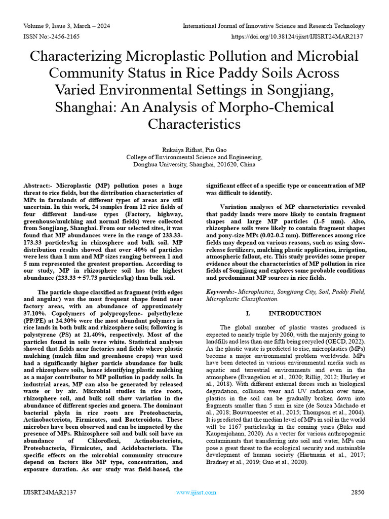 Characterizing Microplastic Pollution and Microbial Community Status in ...