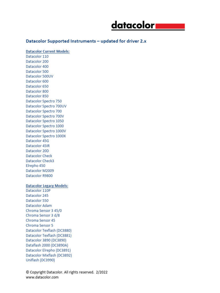 Datacolor Supported Instruments 2 2022 | PDF | Computers