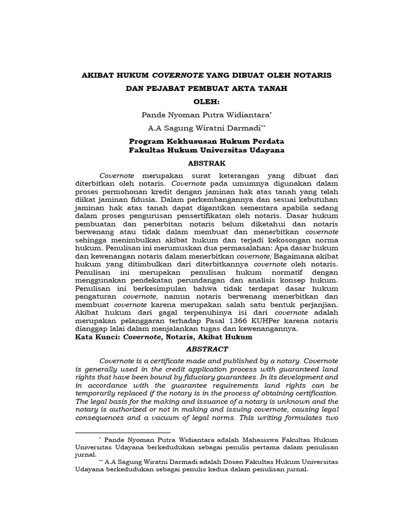 Akibat Hukum Covernote Yang Dibuat Oleh Notaris 2 | PDF