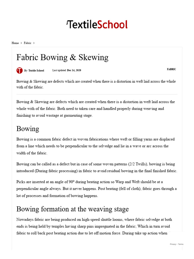 Fabric Bowing & Skewing - Textile School | PDF | Textiles | Weaving