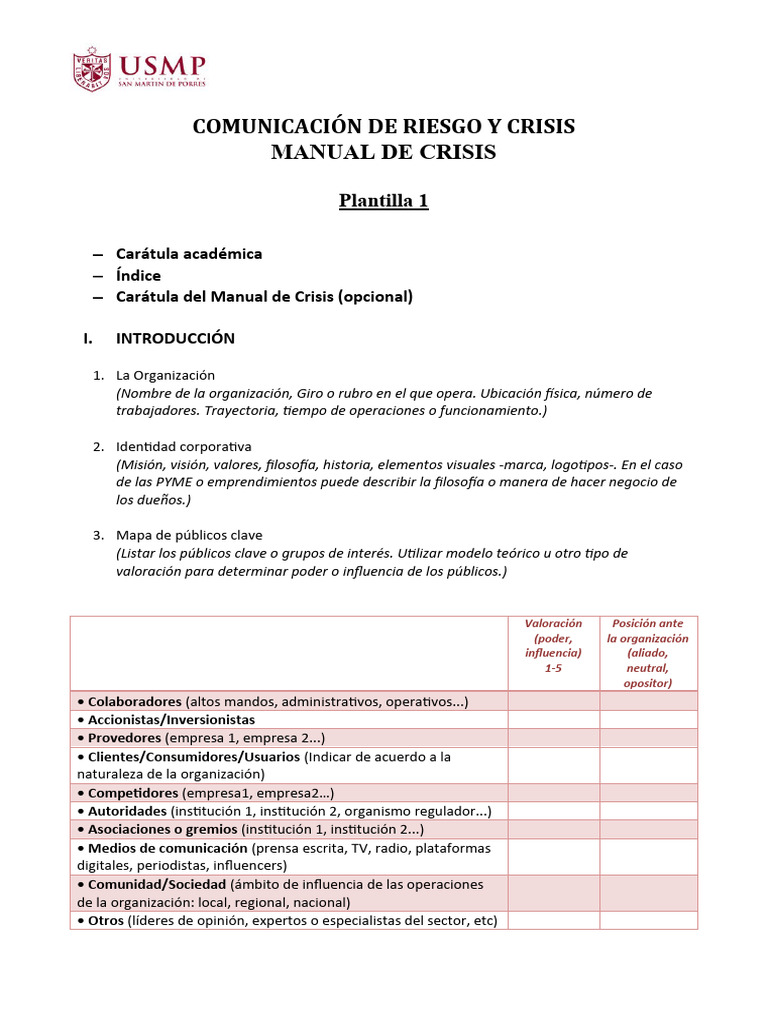 Com Crisis - Plantilla Manual Crisis - 1 | PDF | Business | Negocios ...