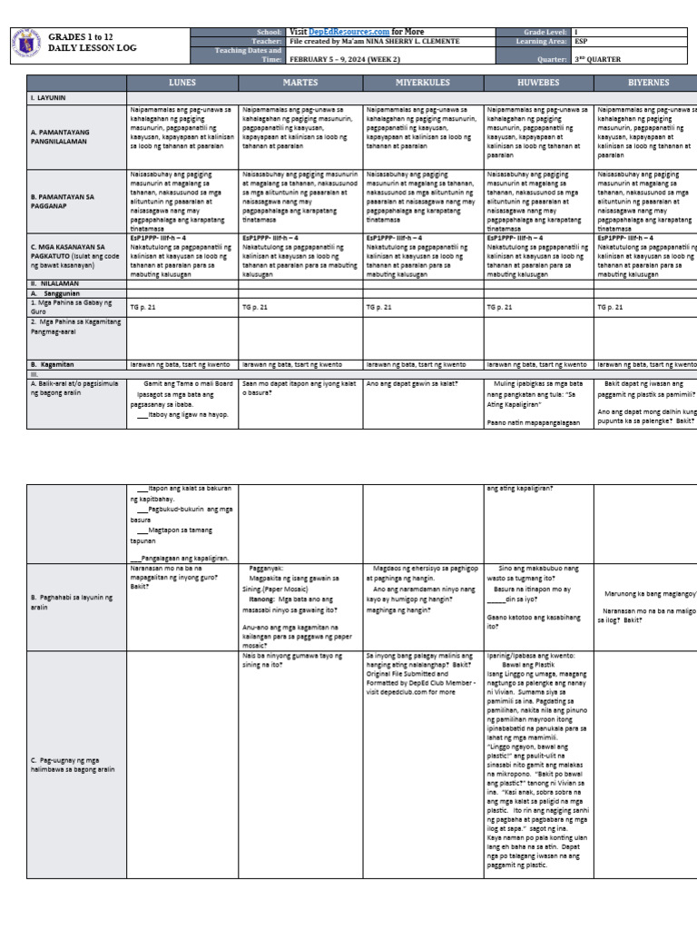 DLL - Esp 1 - Q3 - W2 | PDF