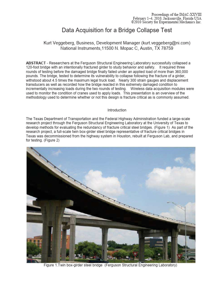 Data Acquisition For A Bridge Collapse Test | PDF | Fracture | Bridge