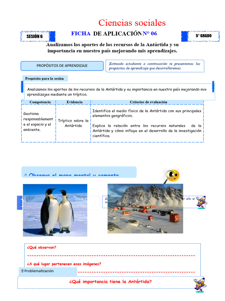 FICHA DE APLICACIÓN N 5 Antartida | PDF | Antártida | Ciencias de la Tierra