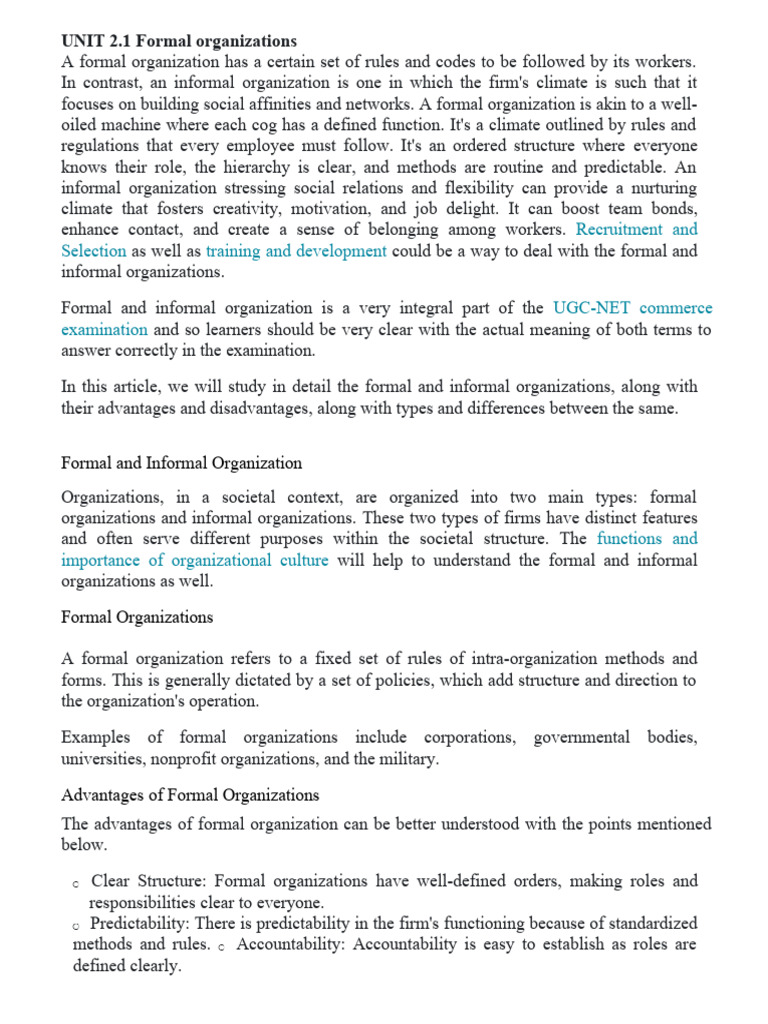 Unit 2.1 formal organization | PDF | Prison | Organizational Culture