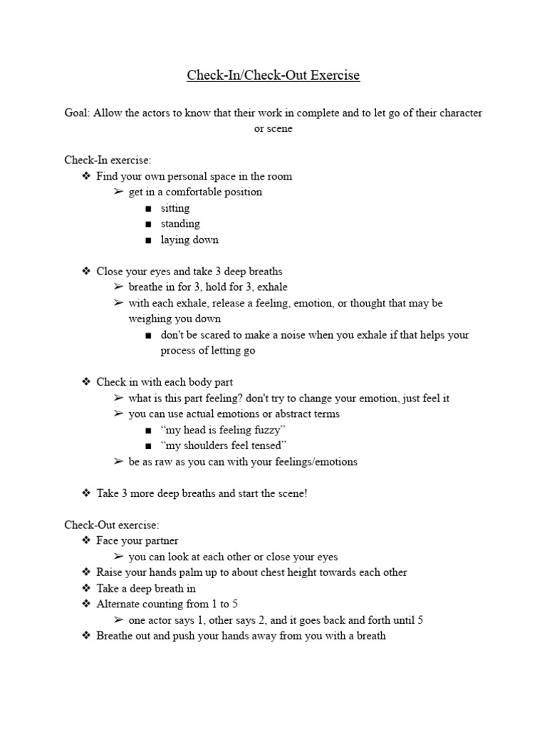 Check-In/Check-Out Acting Exercise Guide | PDF