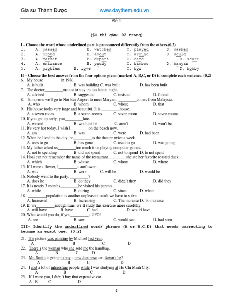 Mot So de On Thi Vao Lop 10 On Thi Vao Lop 10 NT | PDF | Supermarket
