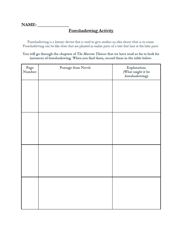 Foreshadow Activity | PDF