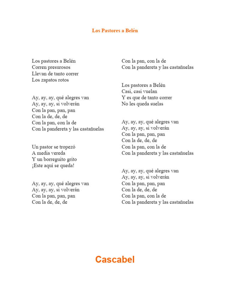 Los Pastores A Belén | PDF