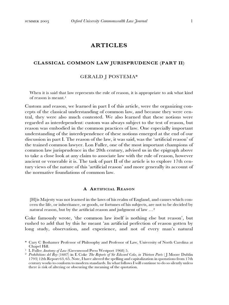 Classical Common Law Jurisprudence II | PDF | Common Law | Precedent