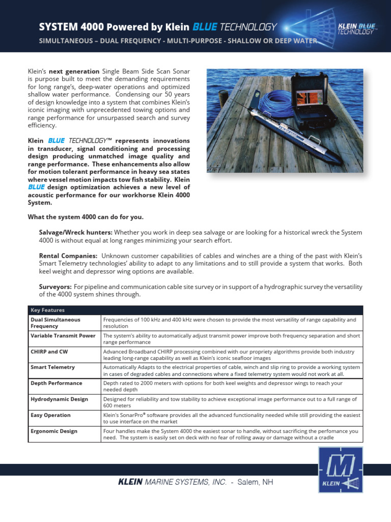 Klein System 4000 Rev0419 | Download Free PDF | Sonar | Marine Salvage