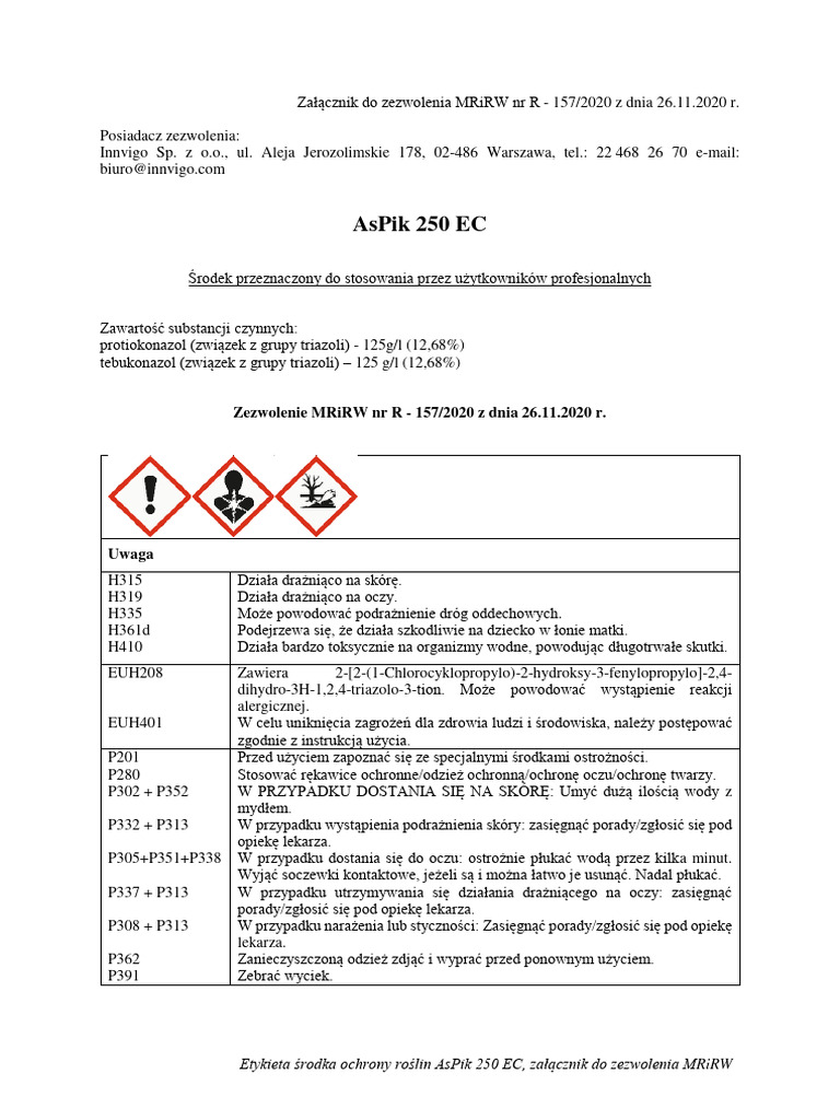 AsPik 250 EC - ET 26-11-2020 | PDF