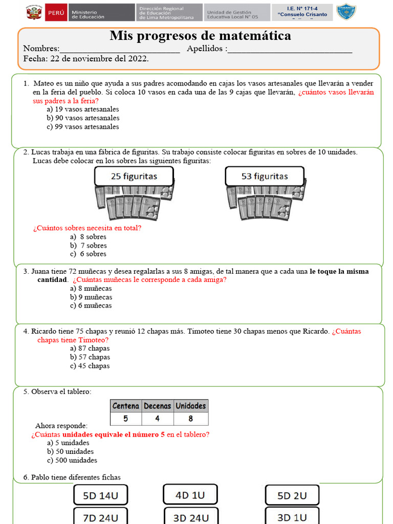 22 MATEM Mis Progresos | PDF