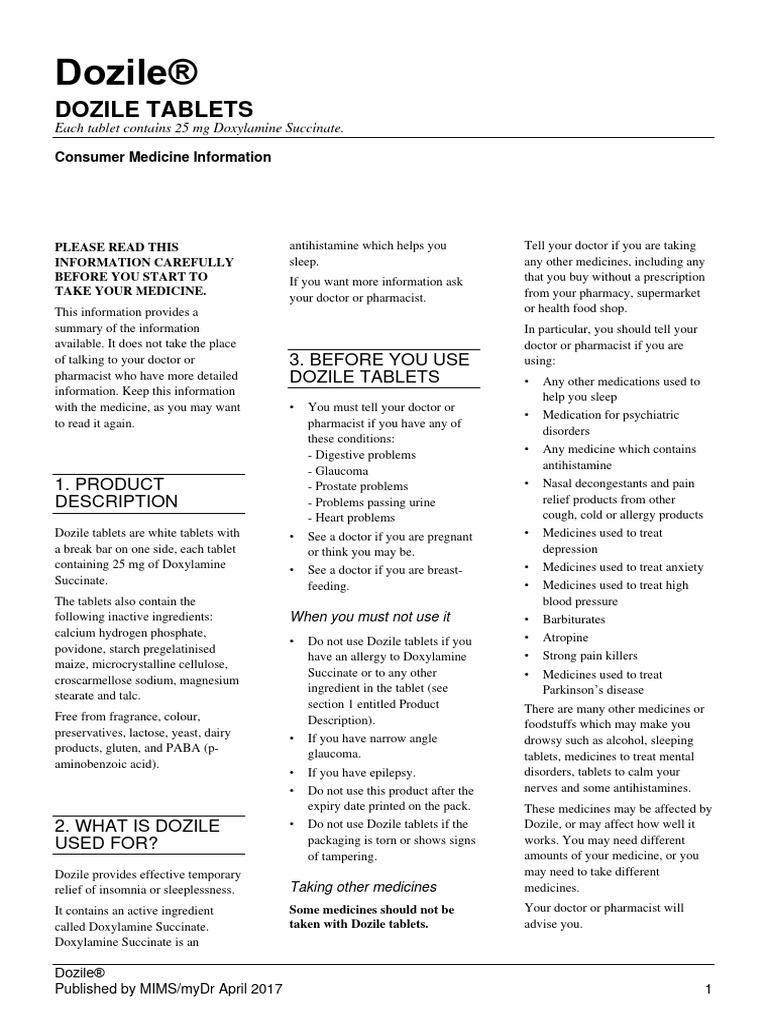 Dozile Tablets | PDF | Insomnia | Pharmacy