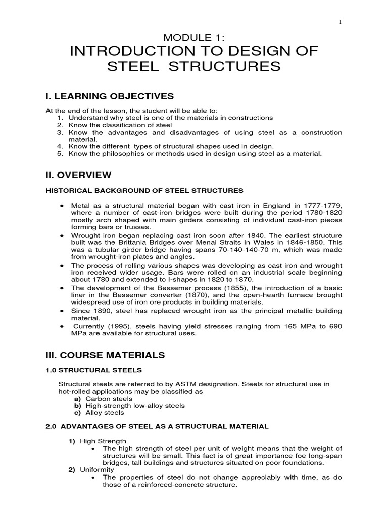 Module 1 - Intro To Design of Steel Structures | PDF | Strength Of ...
