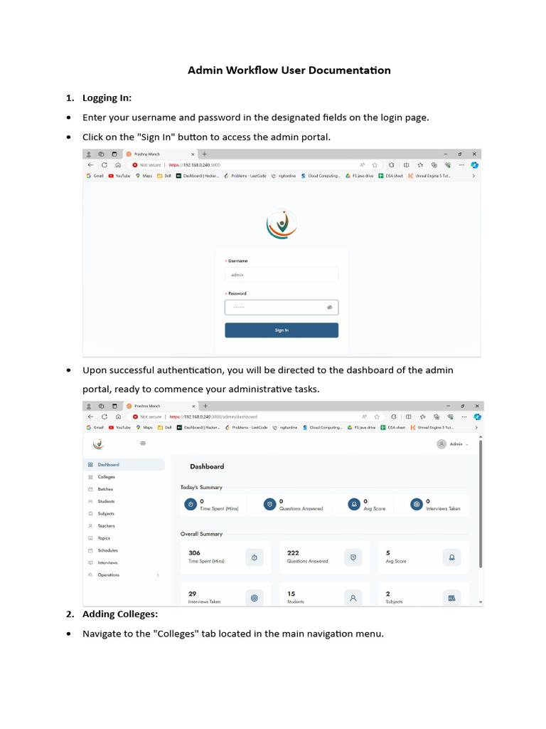 Admin Workflow User Documentation | PDF | Login | Menu (Computing)