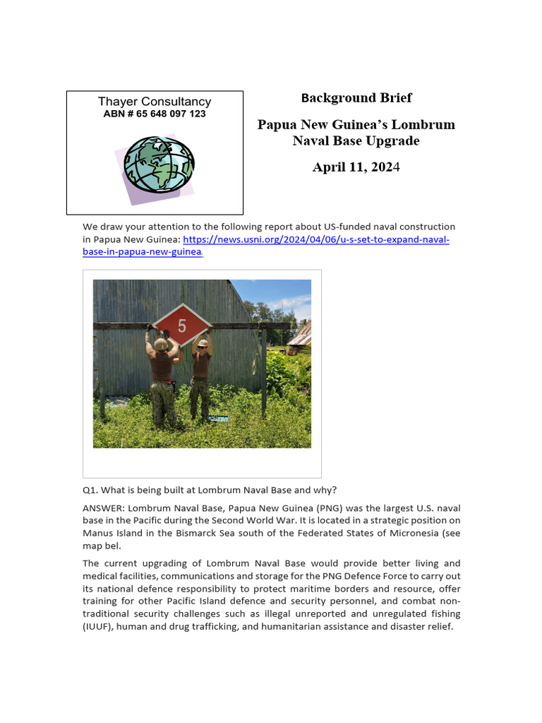 Lombrum Naval Base Upgrade Overview | PDF | Papua New Guinea | National ...