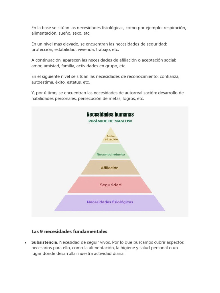 Piramide de Maslow | Descargar gratis PDF | Psicología Social | Ciencias del comportamiento