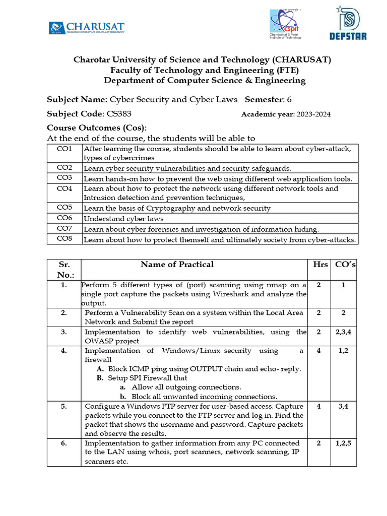 Cyber Security and Cyber Laws Practical List | PDF | Security ...