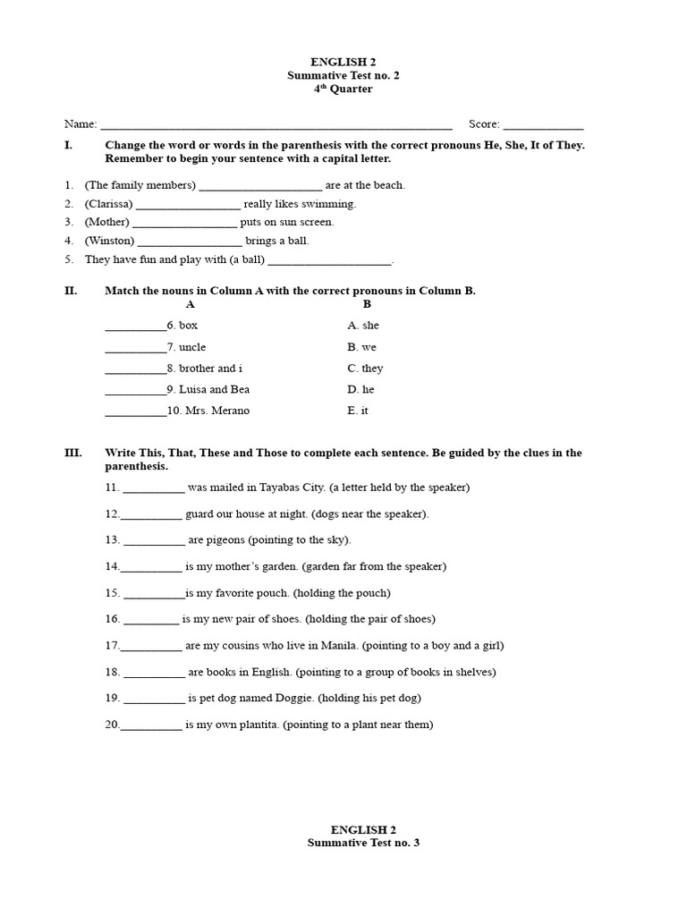 ENGLISH 2 4th Q Summative Test | PDF | Language Mechanics | Linguistic ...