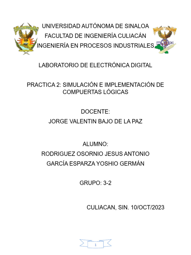 Practica 2. Simulación e Implementación de Compuertas Lógicas | PDF ...