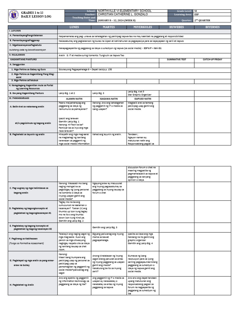 DLL - Esp 6 - Q2 - W8 | PDF