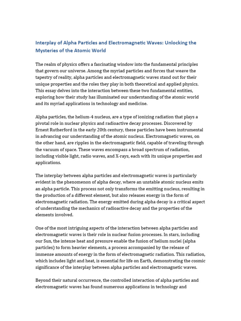 Alpha Particles and Electromagnetic Waves Essay | PDF | Radioactive Decay | Electromagnetic ...