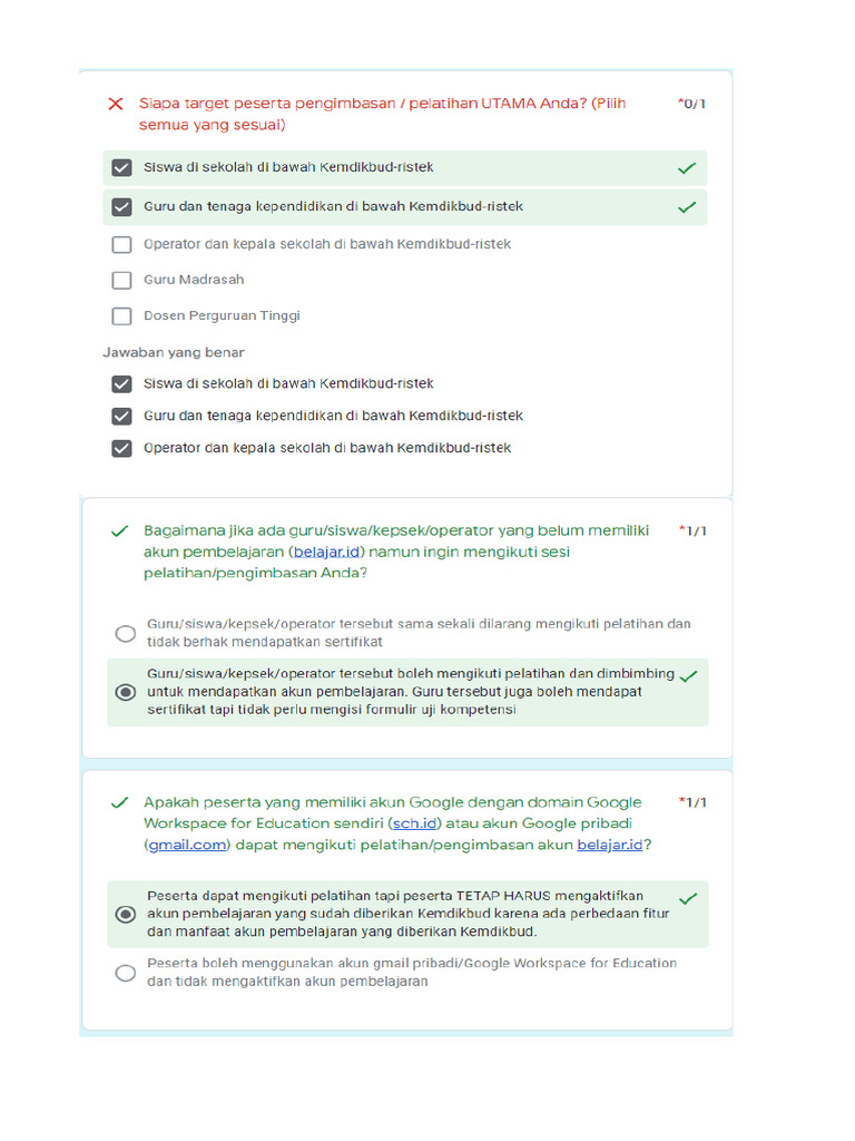 Jawaban Uji Kompetensi Sebelum Ujian & Pengimbasan | PDF
