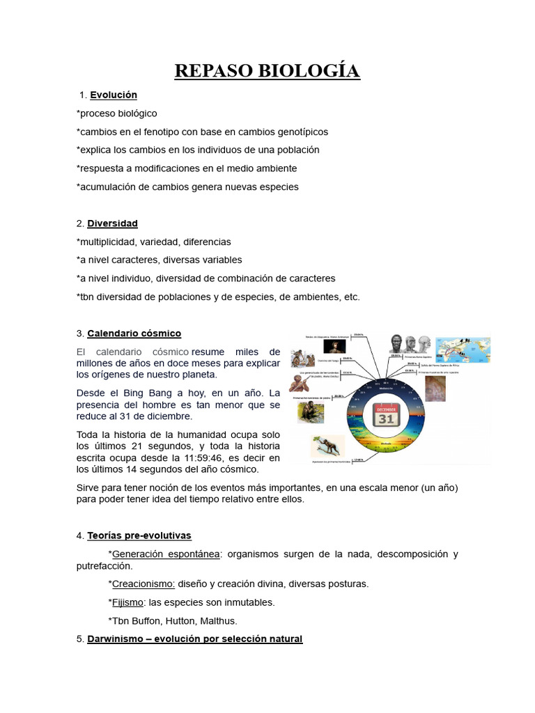 Repaso Biología | PDF | Evolución | Seleccion natural