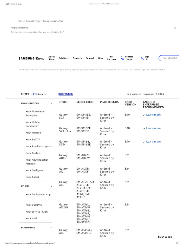 Samsung Knox Supported Devices List | PDF | Smartphone | Android ...