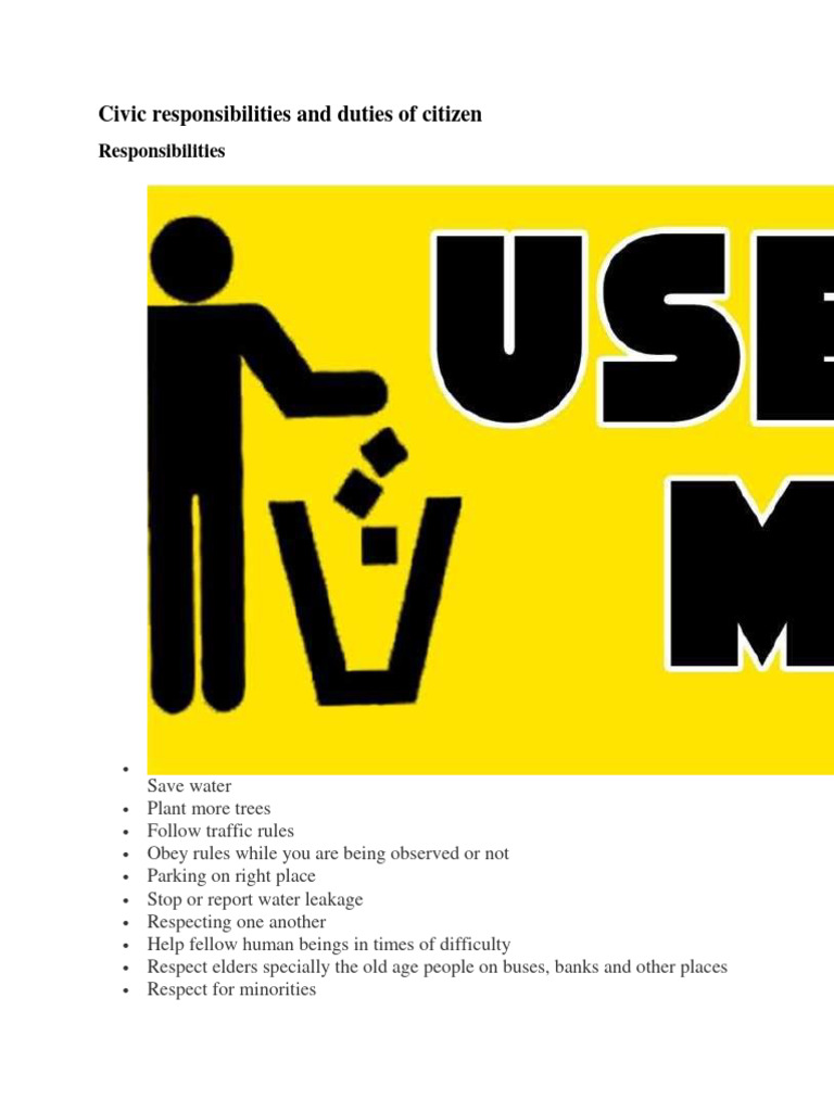 Civic Responsibilities and Duties of Citizen | PDF