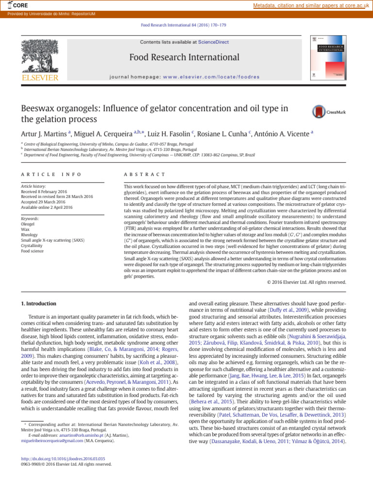 Food Research International | PDF | Differential Scanning Calorimetry | Fat