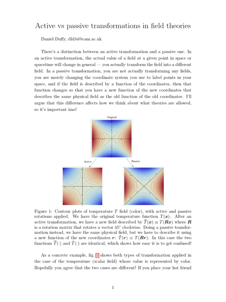 Active Vs Passive Transformations in Field Theories | PDF | General ...