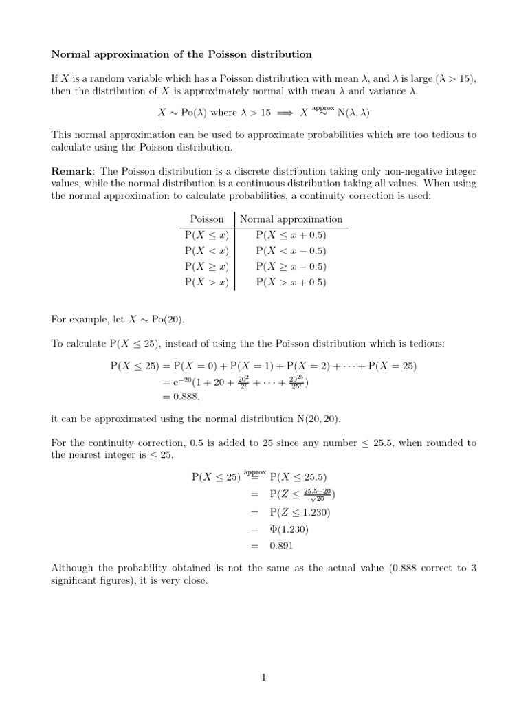 Normal Approximation of The Poisson Distribution | Download Free PDF | Probability Distribution ...