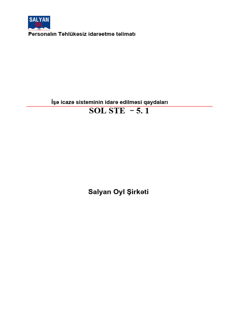 SOL-HSE - 5.1 Procedure For Work Permit System Management - Azeri ...