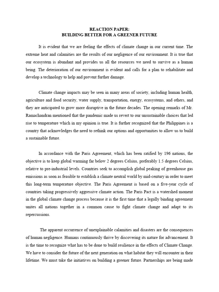 Climate Change Reflection and Action | PDF | Climate Change ...