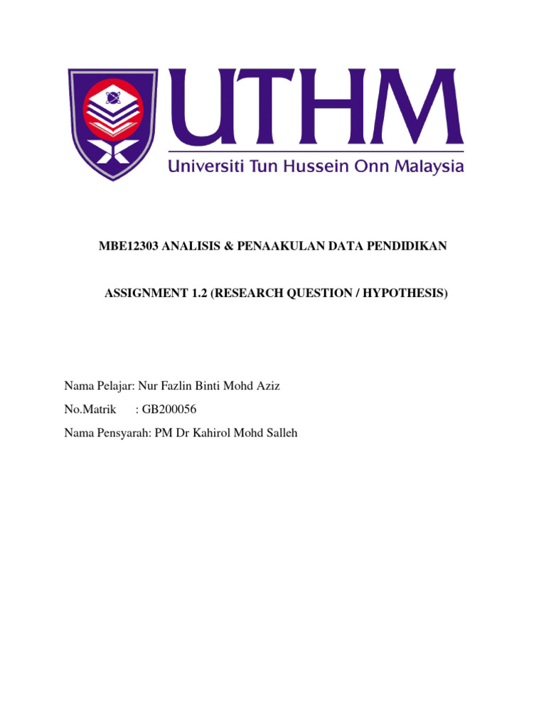 Assignment 1.2 (Nur Fazlin Binti Mohd Aziz - GB200056) | PDF ...