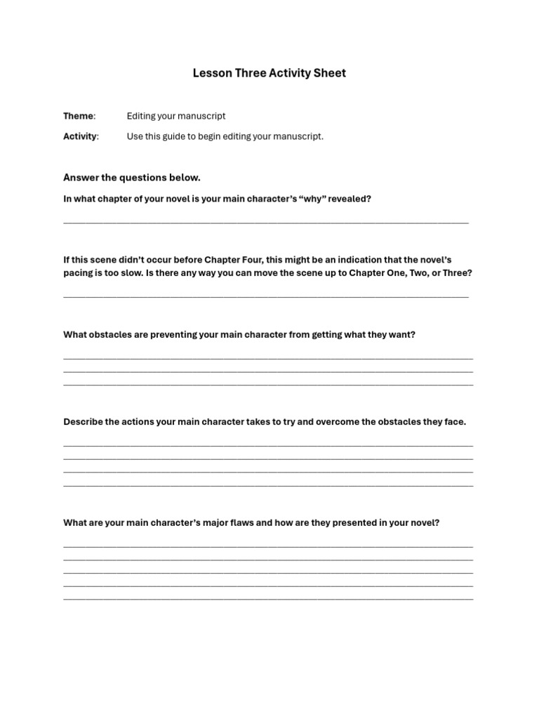 Lesson Three Activity Sheet | PDF | Career & Growth | Language Arts ...