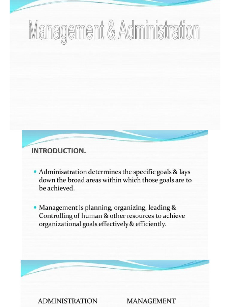 Management Vs Administration | PDF
