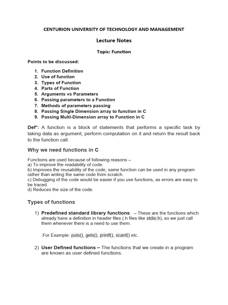 Function In C Download Free Pdf Parameter Computer Programming Computer Science