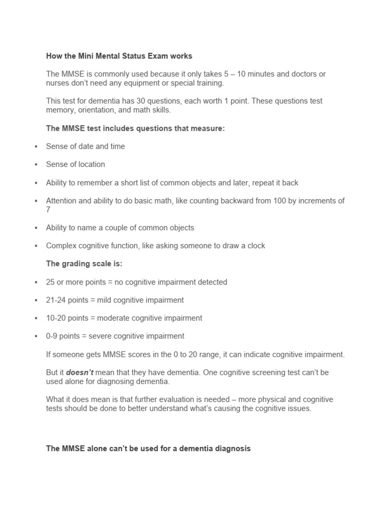 How The Mini Mental Status Exam Works | PDF | Dementia | Medicine