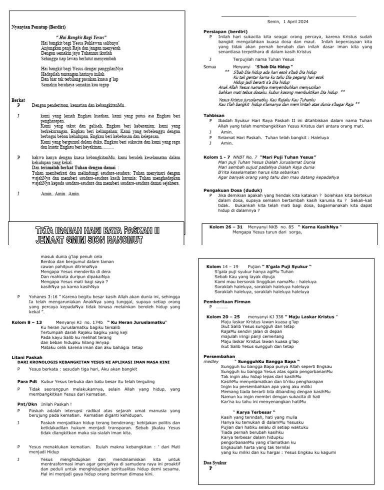 Ibadah Paskah II: Kebangkitan Yesus | PDF | Agama & Spiritualitas