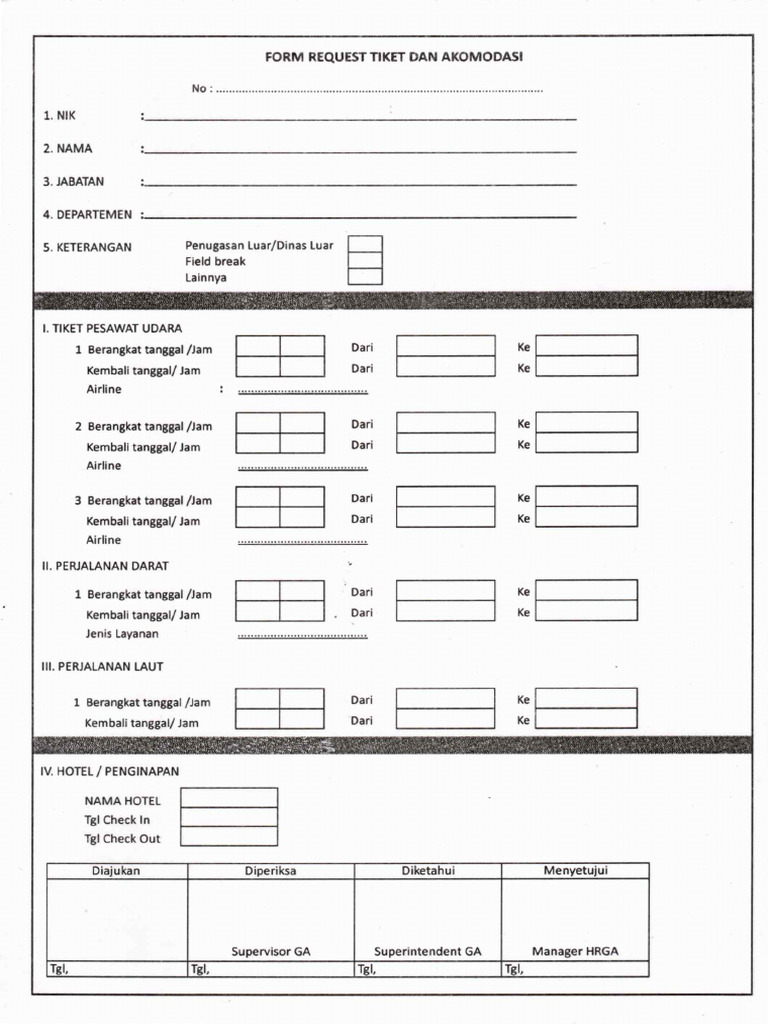 Form Request Tiket Dan Akomodasi | PDF