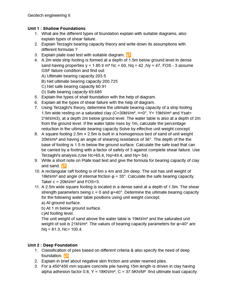 geotech engg questions | PDF | Deep Foundation | Geotechnical Engineering