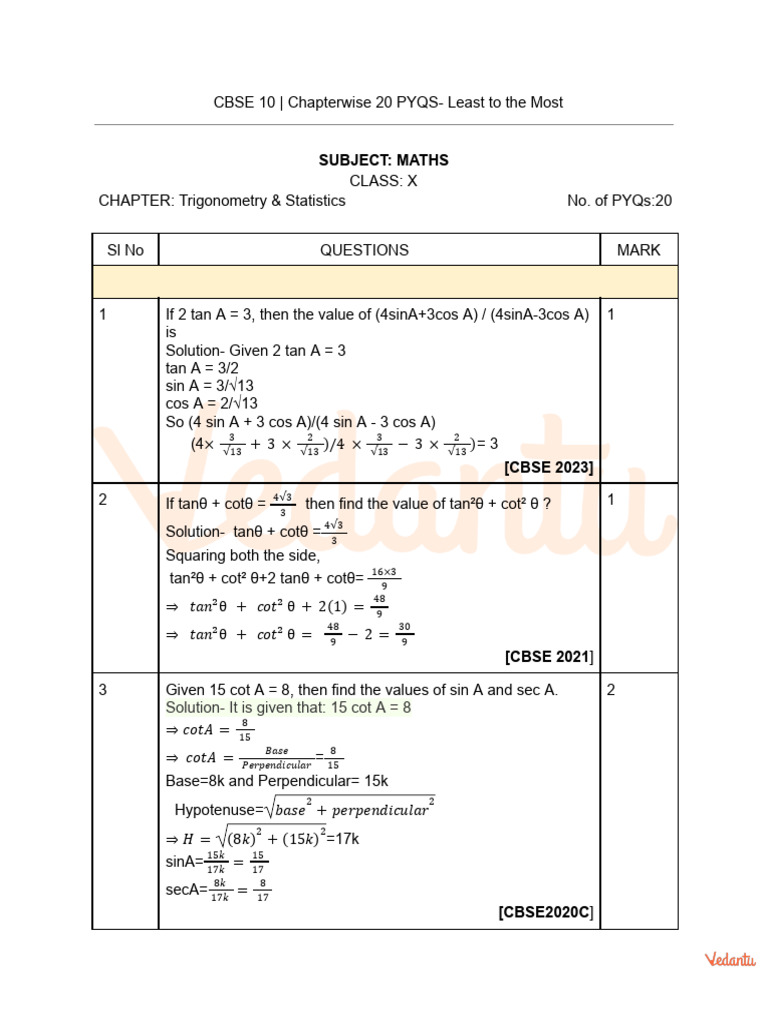 REPEATED QUES | PDF | Mean | Elementary Mathematics