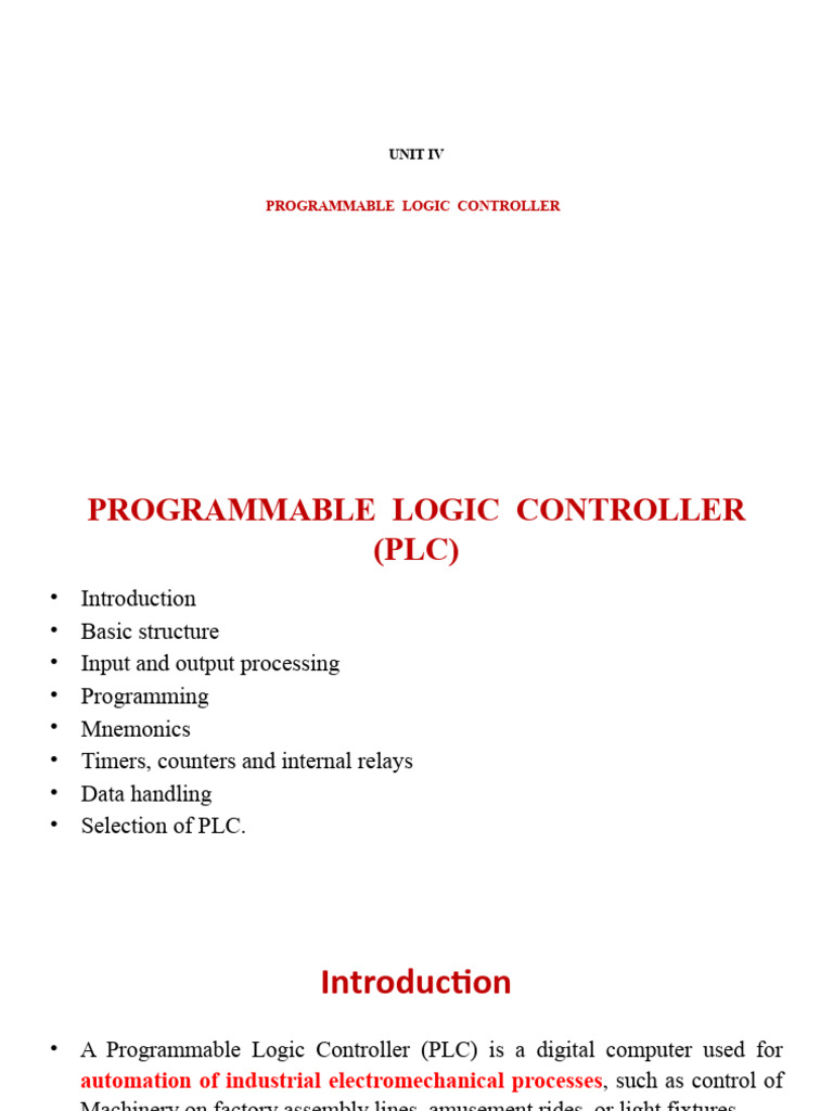 Unit IV - Mechatronics | Download Free PDF | Computer Data Storage | Programmable Logic Controller