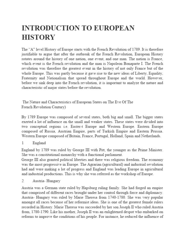 European States Before the French Revolution | PDF | First French ...