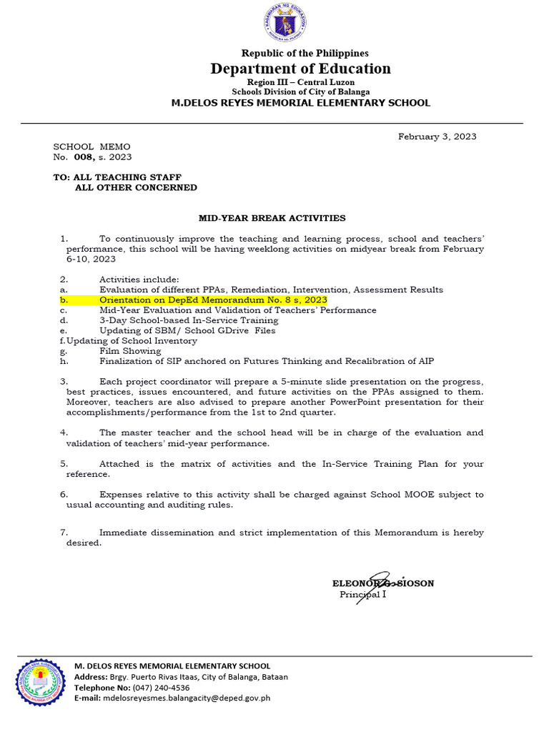 Acr Deped Memo 008 s.2023 | PDF